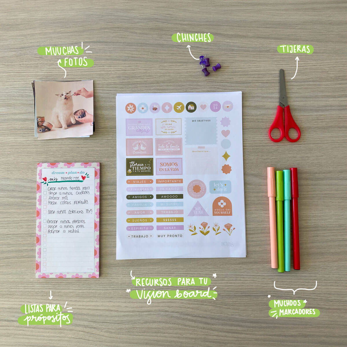Crea tu Vision Board en 4 pasos + Descargable Gratis - Hojas